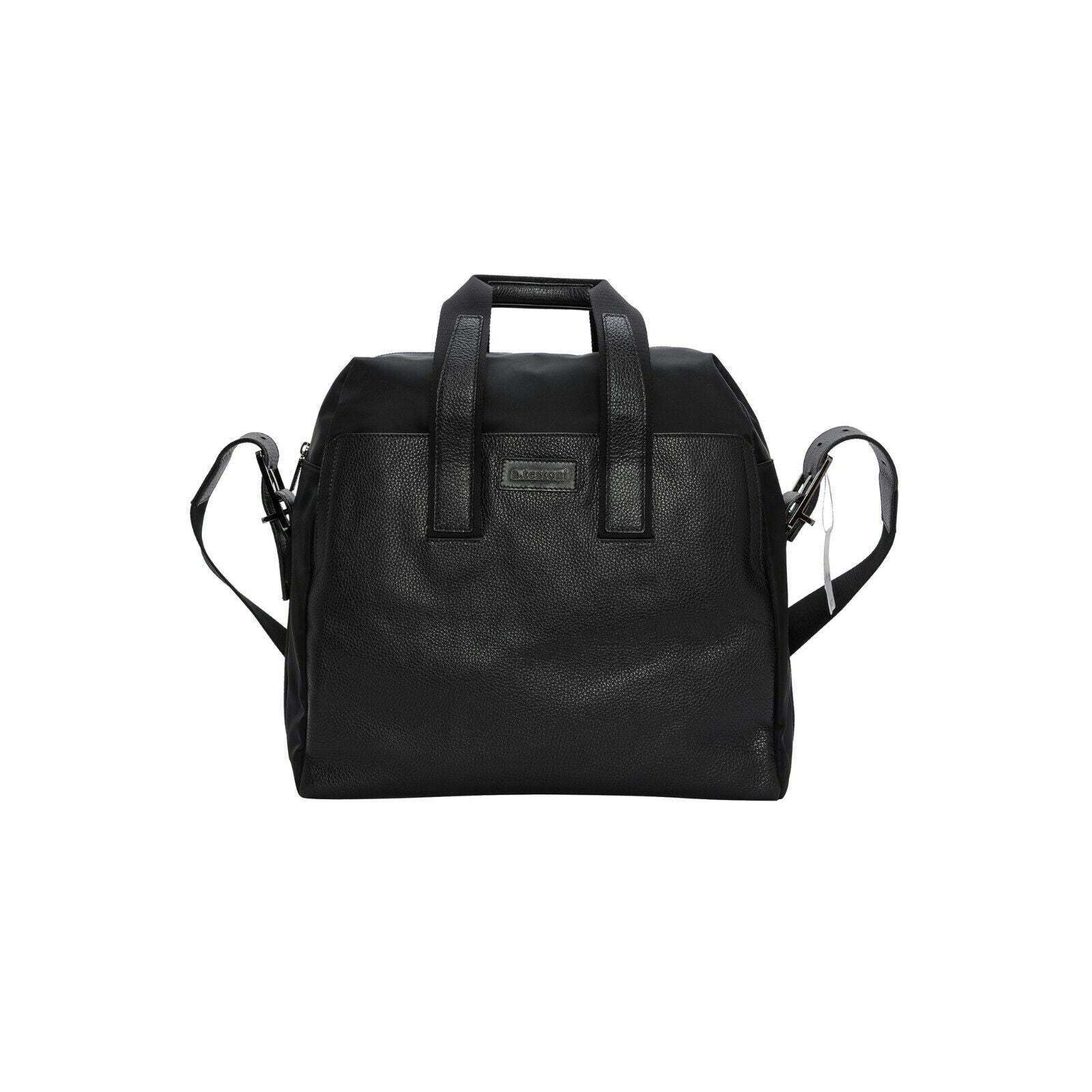 a.Testoni Bologna Pc Case / Backpack Black Karibu Calf + Fabric Luxury